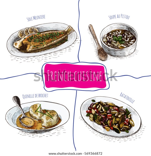 French Menu Colorful Illustration Vector Illustration : image ...