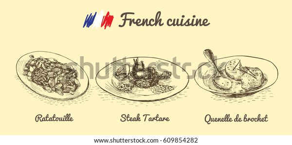 French Menu Monochrome Illustration Vector Illustration : image ...