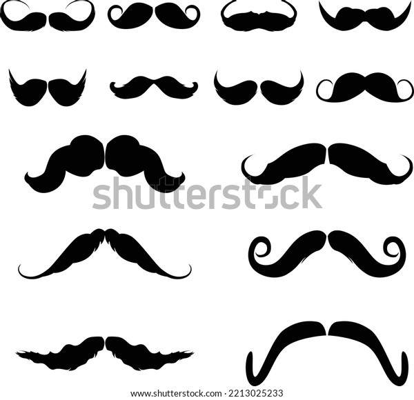 French Mustache Silhouette Set Silhouette Mustache Stock Vector ...