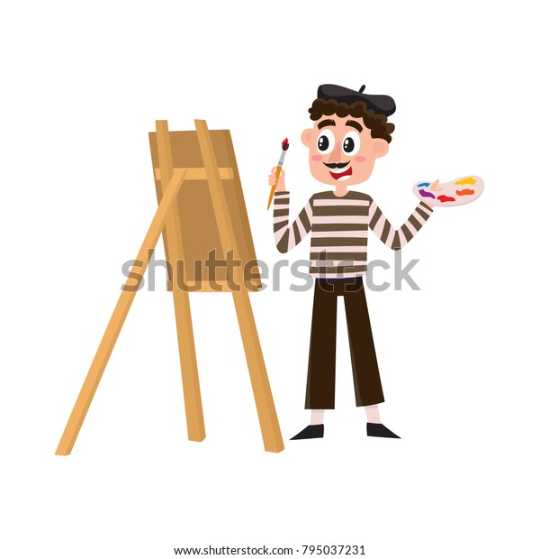 French Painter Artist Having Mustache Striped Stock Vector (Royalty ...