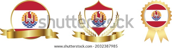 French Polynesia Flags Symbols Countries Map Stock Vector (Royalty Free ...