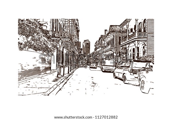 French Quarter Historic District Oldest Section Stock Vector (Royalty ...