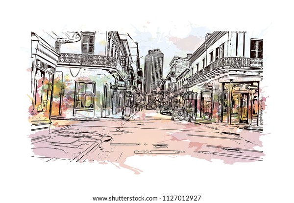 French Quarter Historic District Oldest Section Stock Vector (Royalty ...
