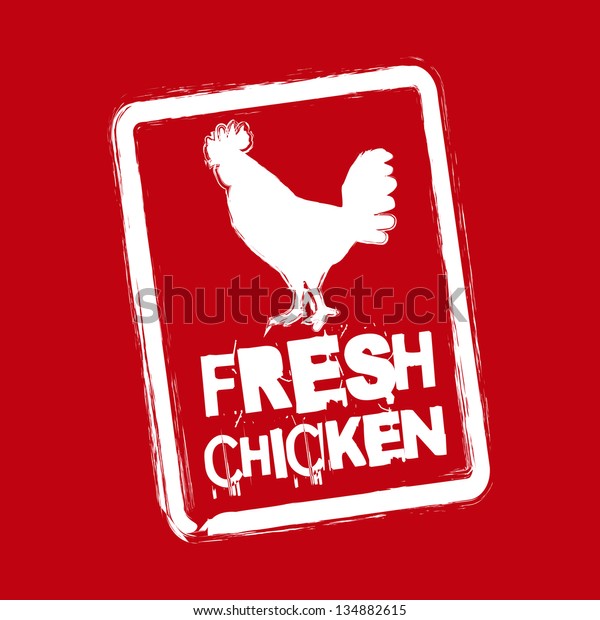 Fresh Chicken Label Over Red Background Stock Vector (Royalty Free ...