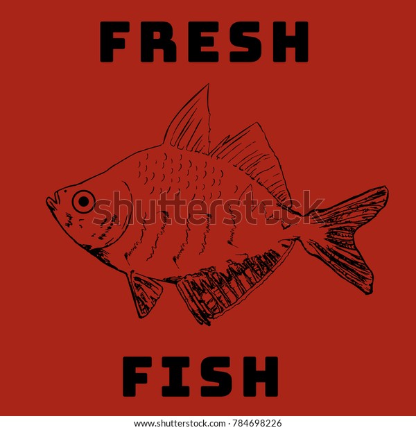 Fresh Fish Drawing Black Red Stock Vector (Royalty Free) 784698226 ...