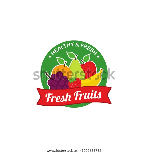 Vector de diseño de logotipos de frutas frescos