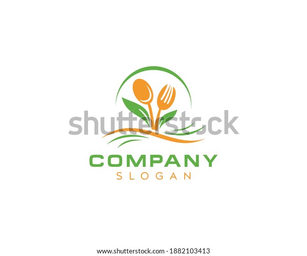 Fresh Kitchen Logo Design Spoon Leaf Stock Vector (Royalty Free ...