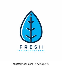 Fresh Leaf Blue Icon Logo Template Stock Vector (Royalty Free ...
