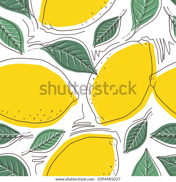 Fresh Lemons Background Hand Drawn Overlapping Stock Vector (Royalty ...