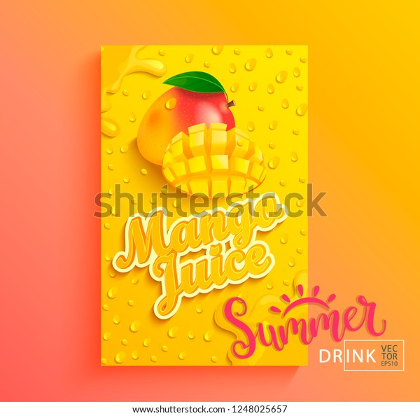 Fresh Mango Juice Banner Drops Condensation Stock Vector (Royalty Free ...
