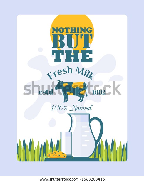 Fresh Milk Poster Vector Illustration Package Stock Vector (Royalty ...