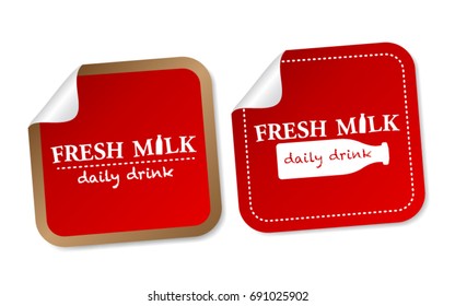 Fresh Milk Stickers Stock Vector (Royalty Free) 691025902 | Shutterstock