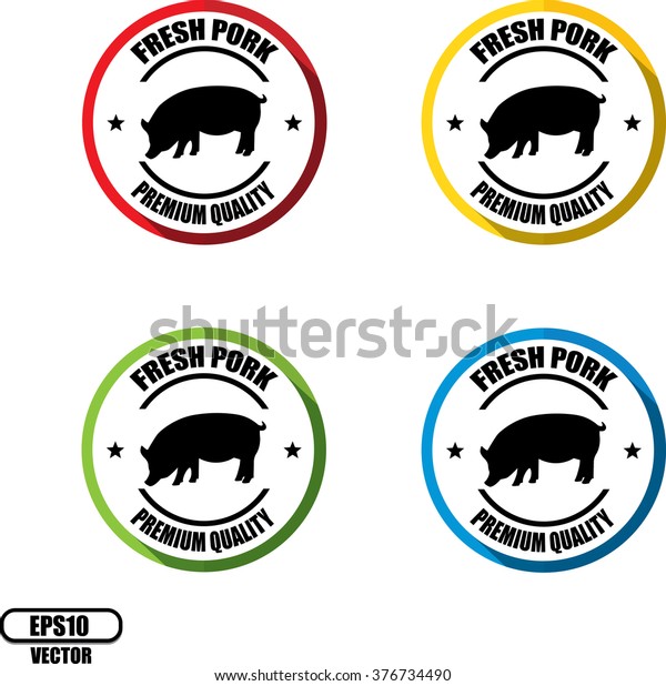 Fresh Pork Button Label Sign Vector Stock Vector (Royalty Free) 376734490