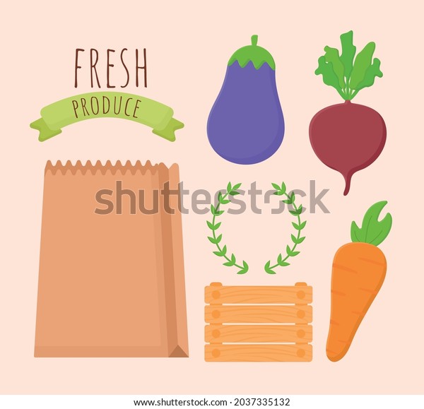 Fresh Produce Poster Vegetable Stock Vector (Royalty Free) 2037335132 ...