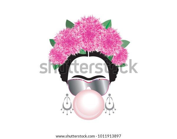 Frida Kahlo Vector Portrait Gum Bubble 库存矢量图（免版税）1011913897 | Shutterstock