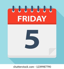 Friday 5 Calendar Icon Vector Illustration Stock Vector (Royalty Free ...