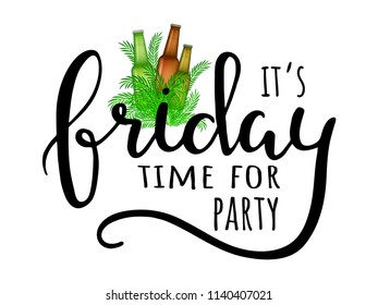 Friday Time Party Vector Illustration Lettering Stock Vector (Royalty ...