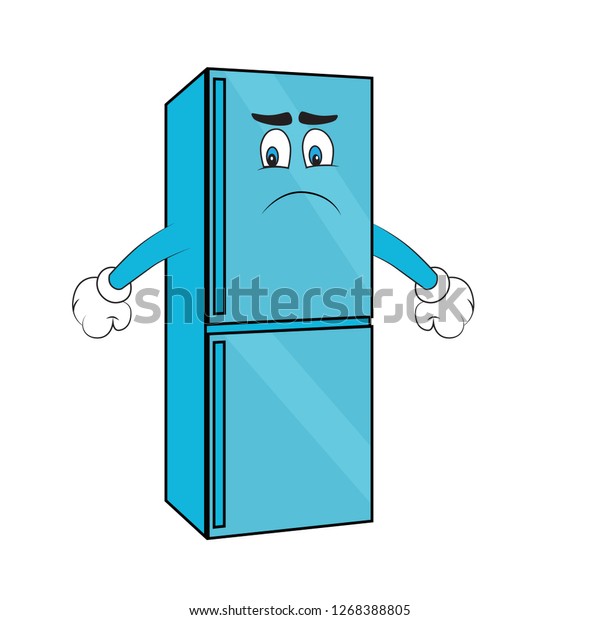 Fridge Cartoon Sad Expression Face Hands Stock Vector (Royalty Free ...