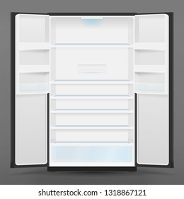 Fridge Side By Side Black Open Stock Vector (Royalty Free) 1318867121 ...