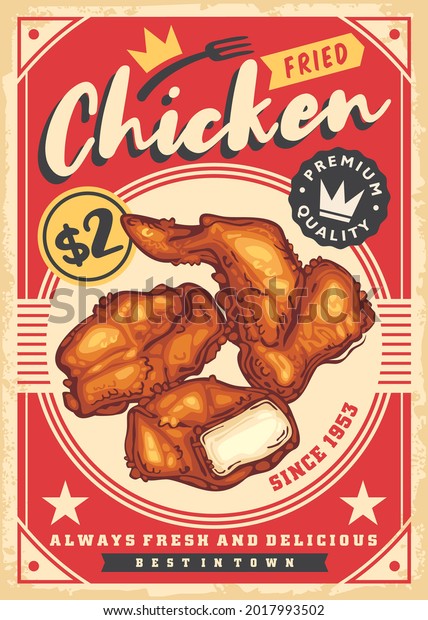 Fried Chicken Meat Retro Ad Design Stock Vector (Royalty Free ...