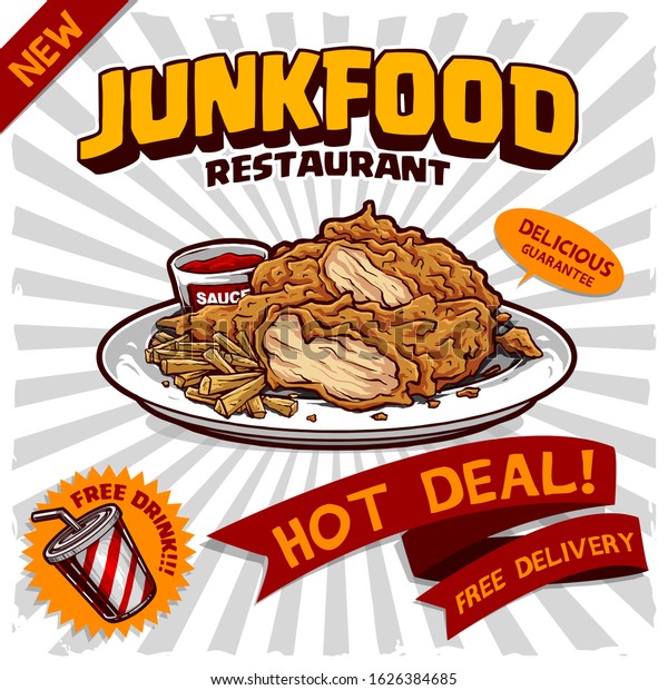 Fried Chicken Poster Template Design Stock Vector (Royalty Free ...