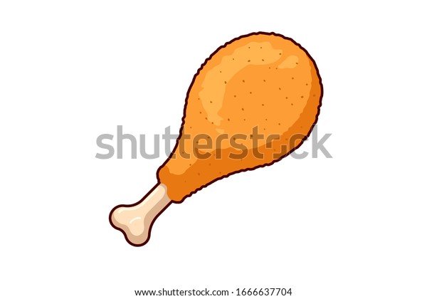 Fried Crispy Chicken Leg Cartoon Roasted Stock Vector (Royalty Free ...