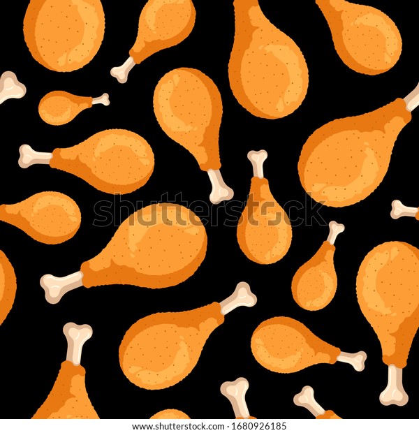 Fried Crispy Chicken Legs Seamless Pattern Stock Vector (Royalty Free ...