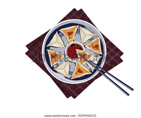 Fried Dumplings Triangle Shape Dumplings On Stock Vector (Royalty Free ...