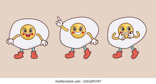Fried Egg Funny Cartoon Animation Character Stock Vector (Royalty Free ...