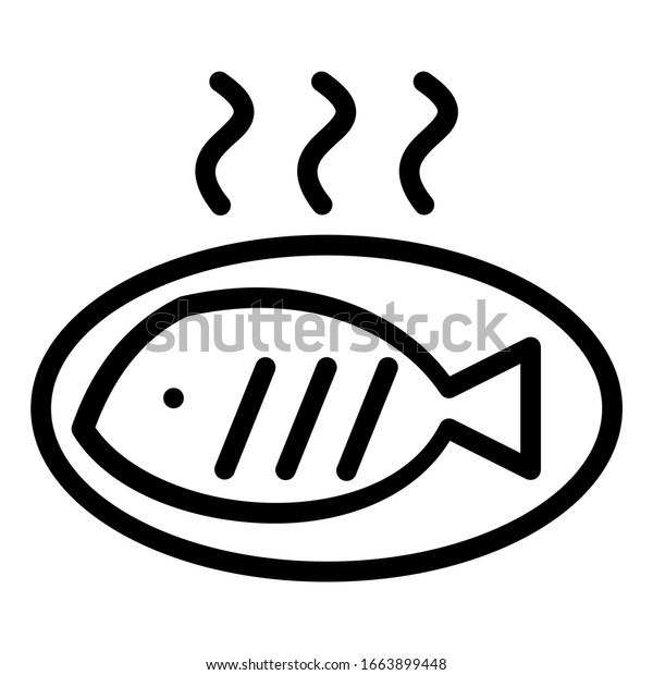Fried Fish Icon Symbol Outline Style Stock Vector (Royalty Free ...
