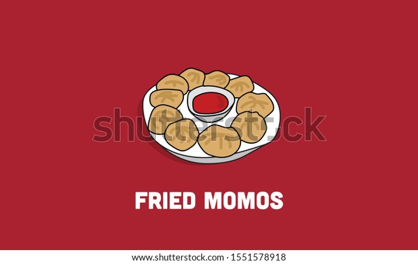 Fried Momos Hand Drawn Vector Illustration Stock Vector (Royalty Free ...