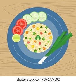 Fried Rice Flat Design Stock Vector (Royalty Free) 396779392 | Shutterstock