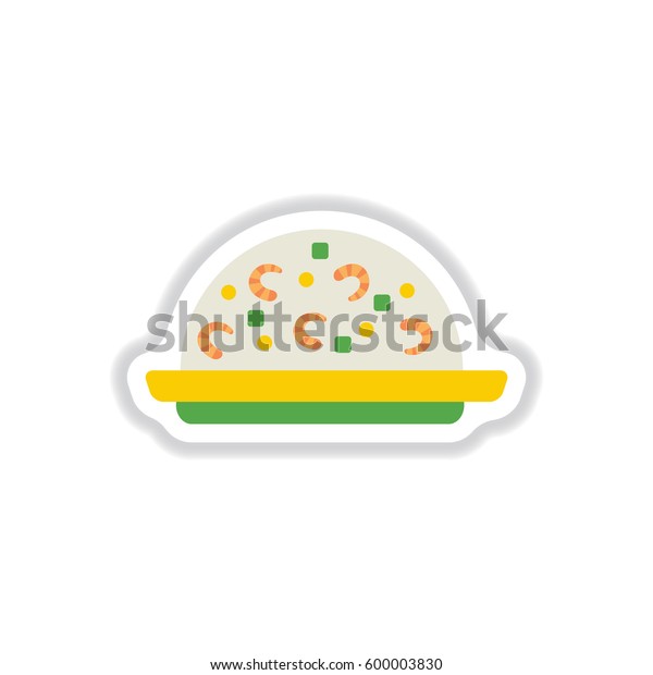 Fried Rice Shrimp Sticker Stock Vector (Royalty Free) 600003830 ...