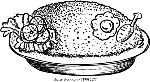Indonesian Fried Rice Chicken Egg Doodle: ภาพประกอบสต็อก 180286790 ...