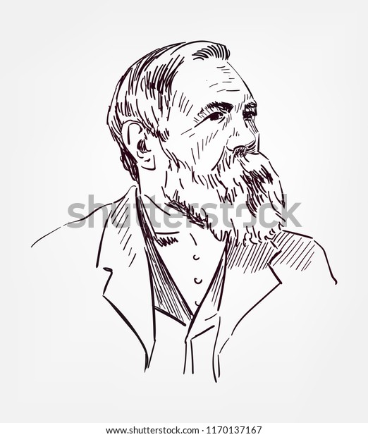 Friedrich Engels Vector Sketch Portrait Stock Vector (Royalty Free ...