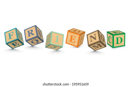 Friend Written Alphabet Blocks Vector Illustration Stock Vector ...