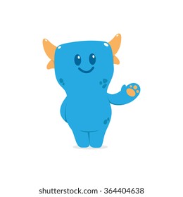 Friendly Blue Monster Vector Cartoon Illustration 스톡 벡터(로열티 프리 ...
