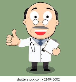 Cartoon Illustration Happy Doctor Giving Thumbs Stock Vector (Royalty ...