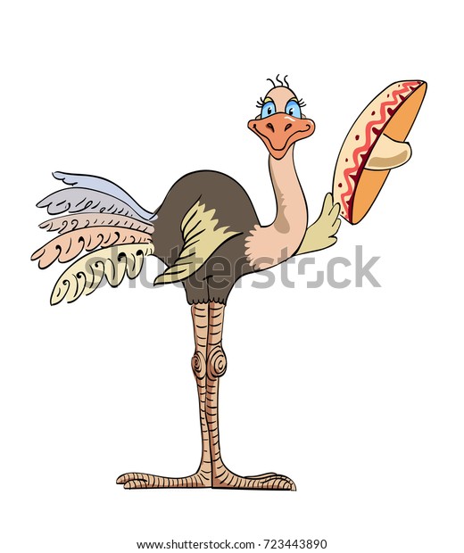 Friendly Funny Ostrich Cartoon Image Artistic Stock Vector (Royalty ...