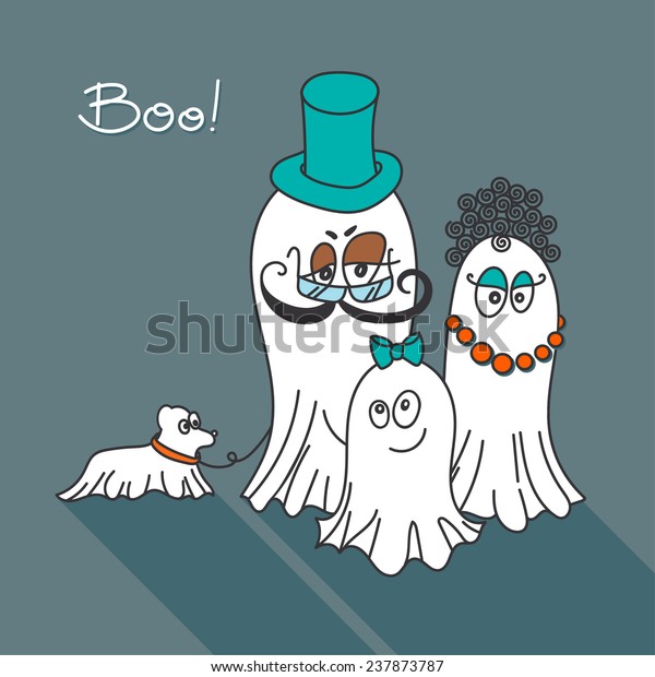 Friendly Ghosts Family Pet Cartoon Characters Stock Vector (Royalty ...