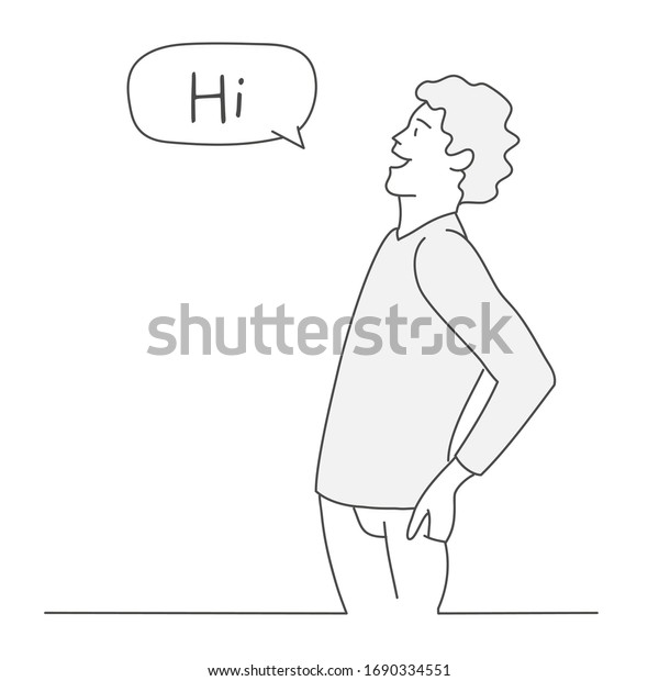 Friendly Guy Saying Hi Hand Drawn Stock Vector (Royalty Free) 1690334551