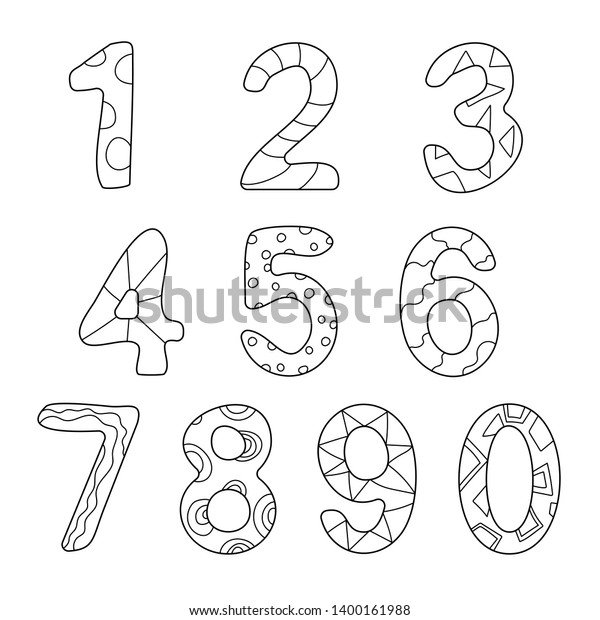 Friendly Outlined Cartoon Numbers Set Counting Stock Vector (Royalty ...