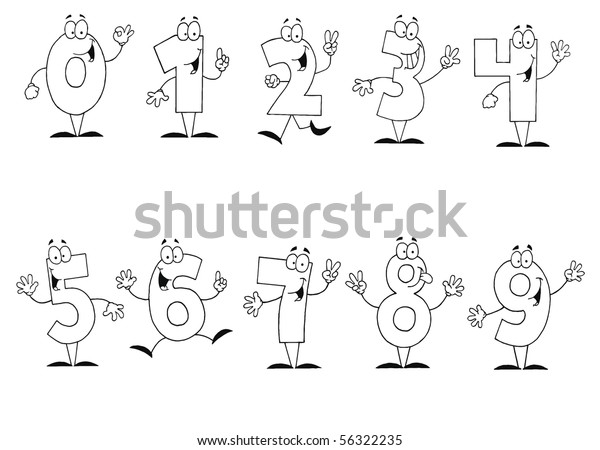Ensemble de numéros de dessins humoristiques : image vectorielle de ...