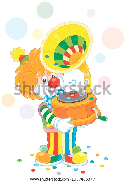 Friendly Smiling Circus Clown Listening Music Stock Vector (Royalty ...