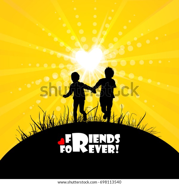 Friends Forever Silhouette Vector: vector de stock (libre de regalías ...