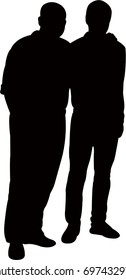 Two Men Togethr Silhouette Vector: เวกเตอร์สต็อก (ปลอดค่าลิขสิทธิ์ ...