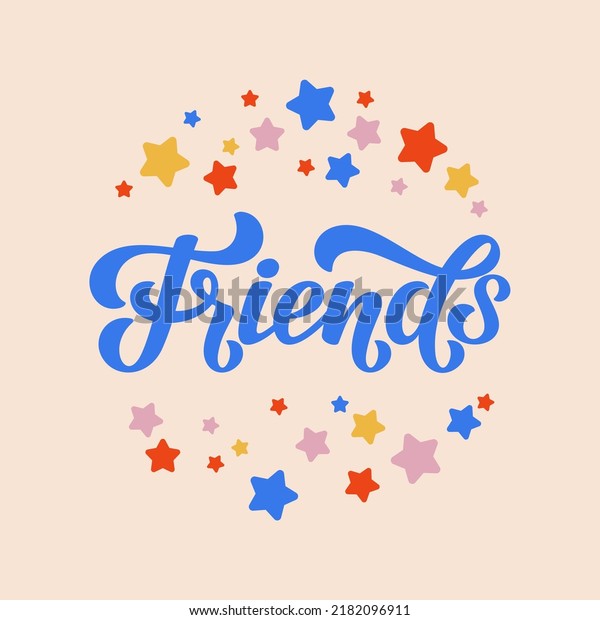 Friends Vector Lettering Illustration Cute Color Stock Vector (Royalty ...