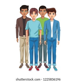Friends Young Men Group Stock Vector (Royalty Free) 1225836196 ...