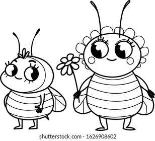 Friendship Two Cute Little Bugs Black Stock Vector (Royalty Free ...
