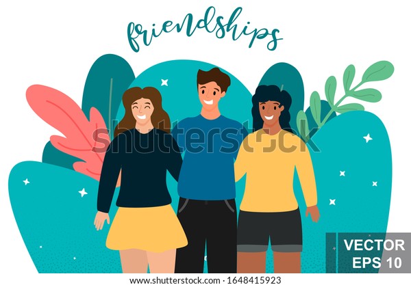 Friendship Young Flat Style Concept Your Stock Vector (Royalty Free ...